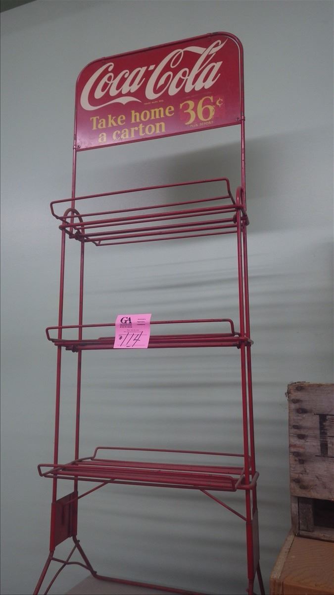 COCA-COLA ANTIQUE (36 CENT PER CARTON) METAL DISPLAY RACK