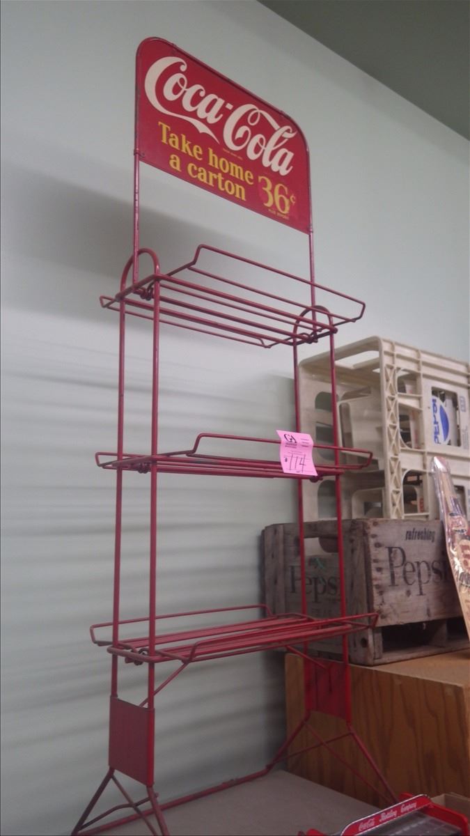 COCA-COLA ANTIQUE (36 CENT PER CARTON) METAL DISPLAY RACK