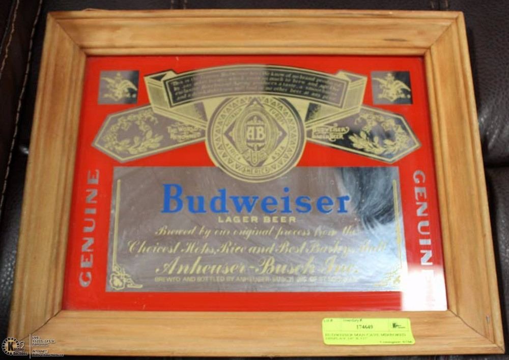 BUDWEISER MAN CAVE MIRRORED DISPLAY 14” X 11”