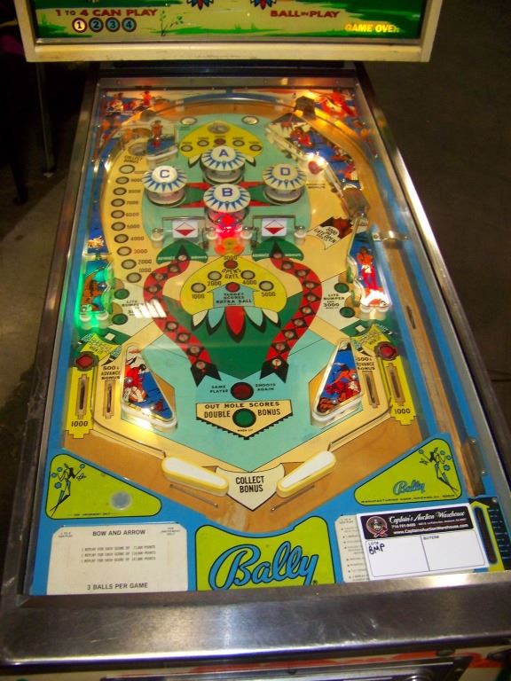 BOW AND ARROW PINBALL MACHINE BALLY 1974