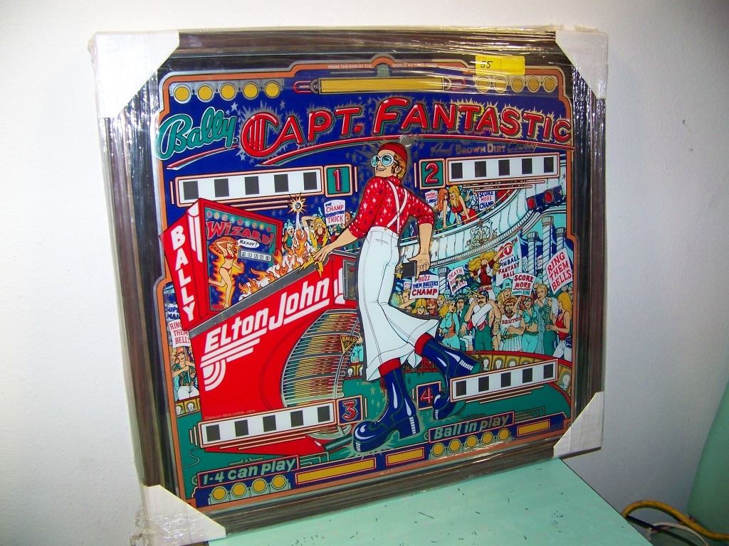 CAPTAIN FANTASTIC BALLY PINBALL FRAMED BACK GLASS