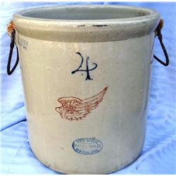 Red Wing 4 gal crock w/wire handles, 4" wing