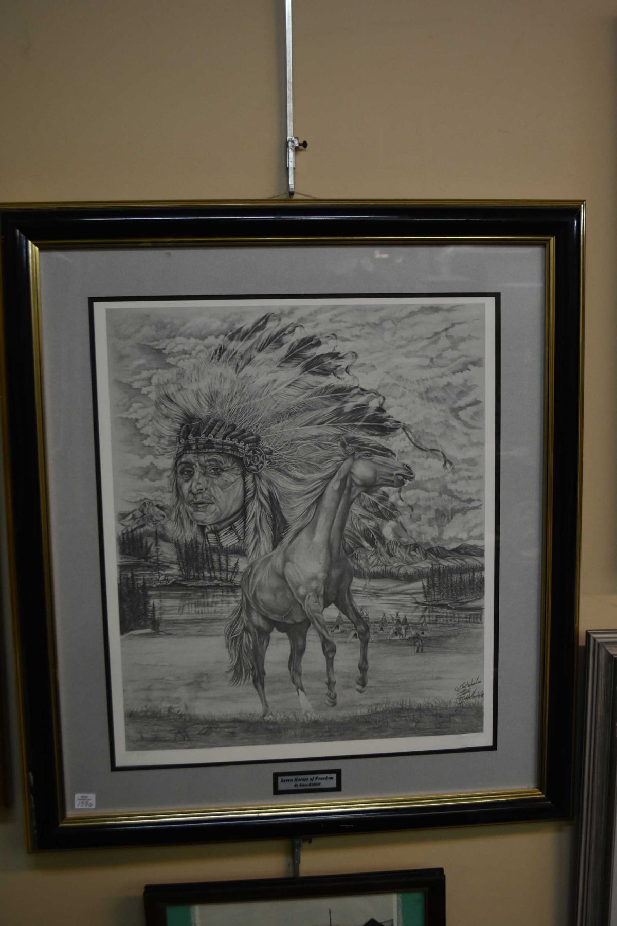 Two framed prints "Seven Horses of Freedom" signed by artist Steve ...