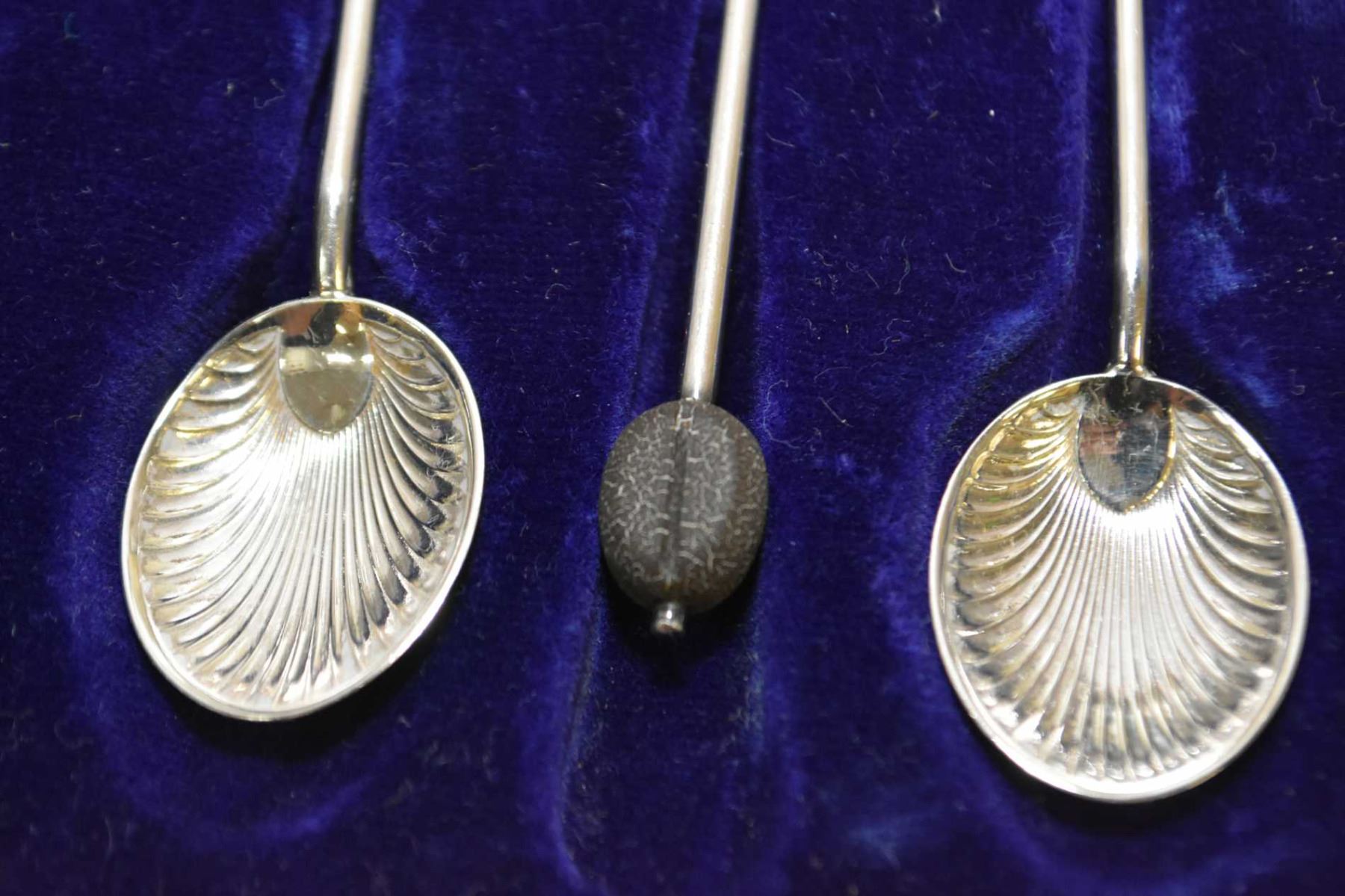 Vintage English Copeland tea pot, a set of six silver coffee spoon and ...