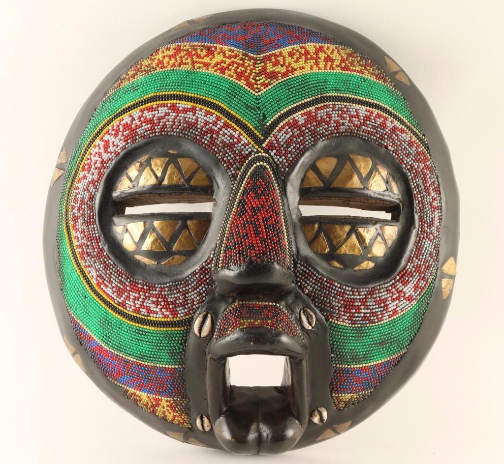 Vintage African Ceremonial Beaded Face Mask