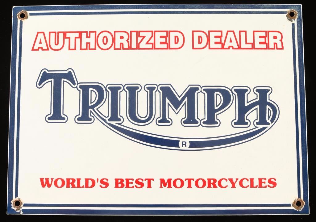 Vintage Triumph Motorcycles Porcelain Sign