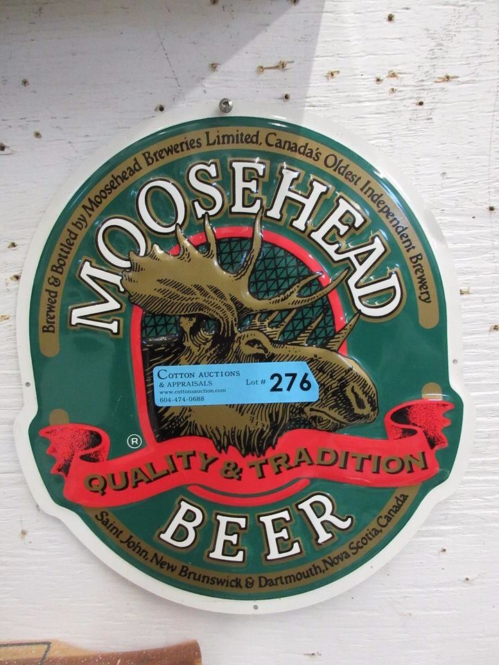 Embossed Metal Moosehead Beer Sign