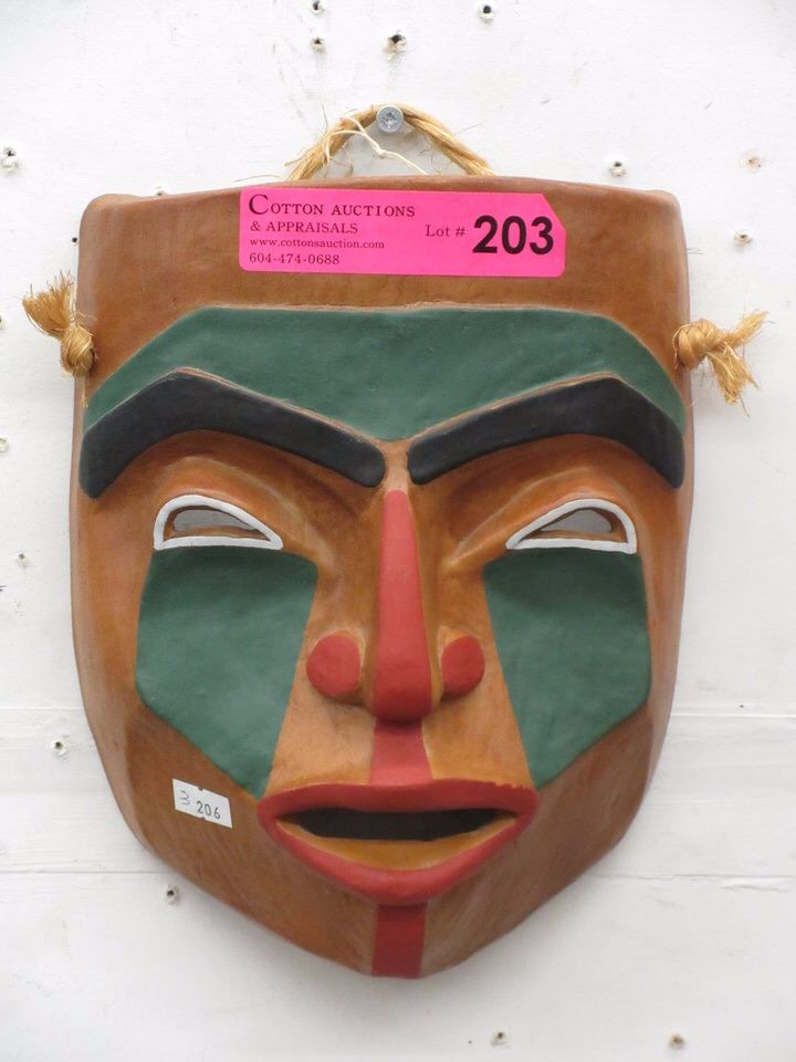 Vintage J. Wolf Signed Carved Haida Mask