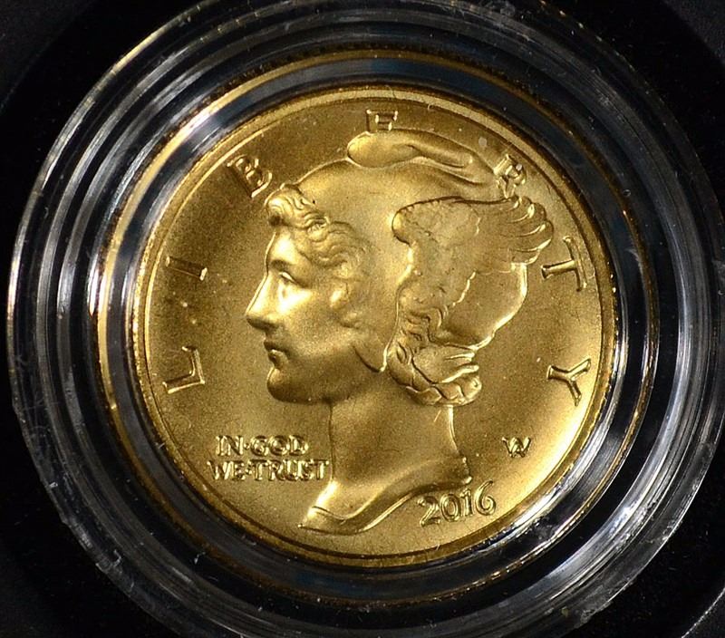 2016 GOLD MERCURY DIME