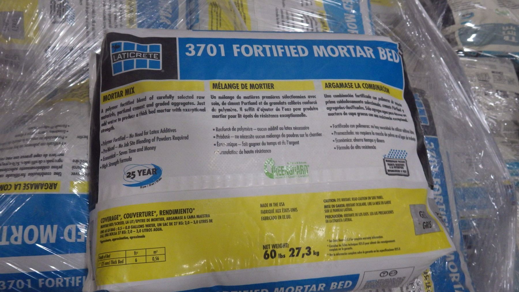 LATICRETE 3701 FORTIFIED MORTAR BED, 36 BAGS