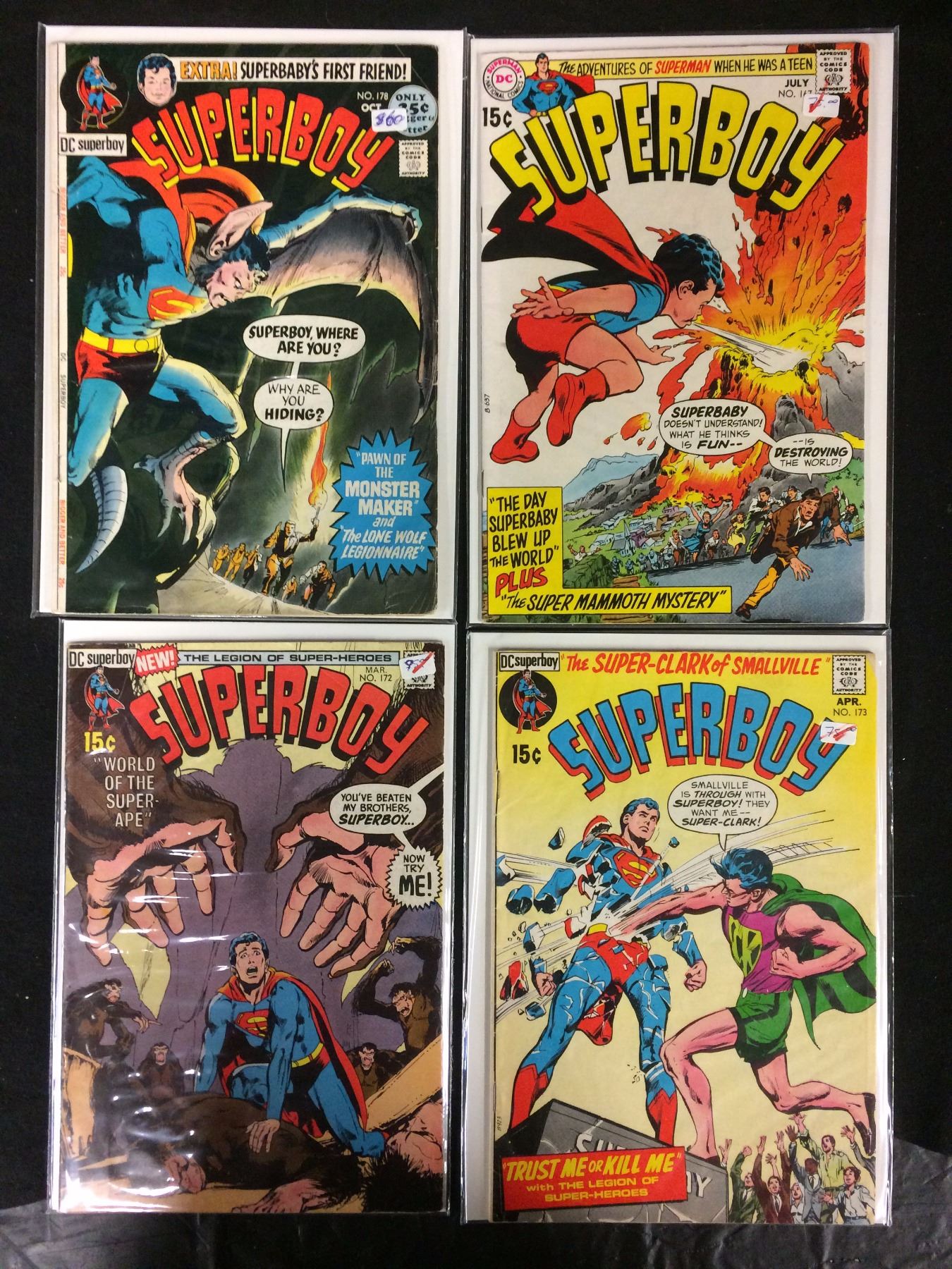 SUPERBOY COMIC BOOK LOT (#178, 167, 172, 173)
