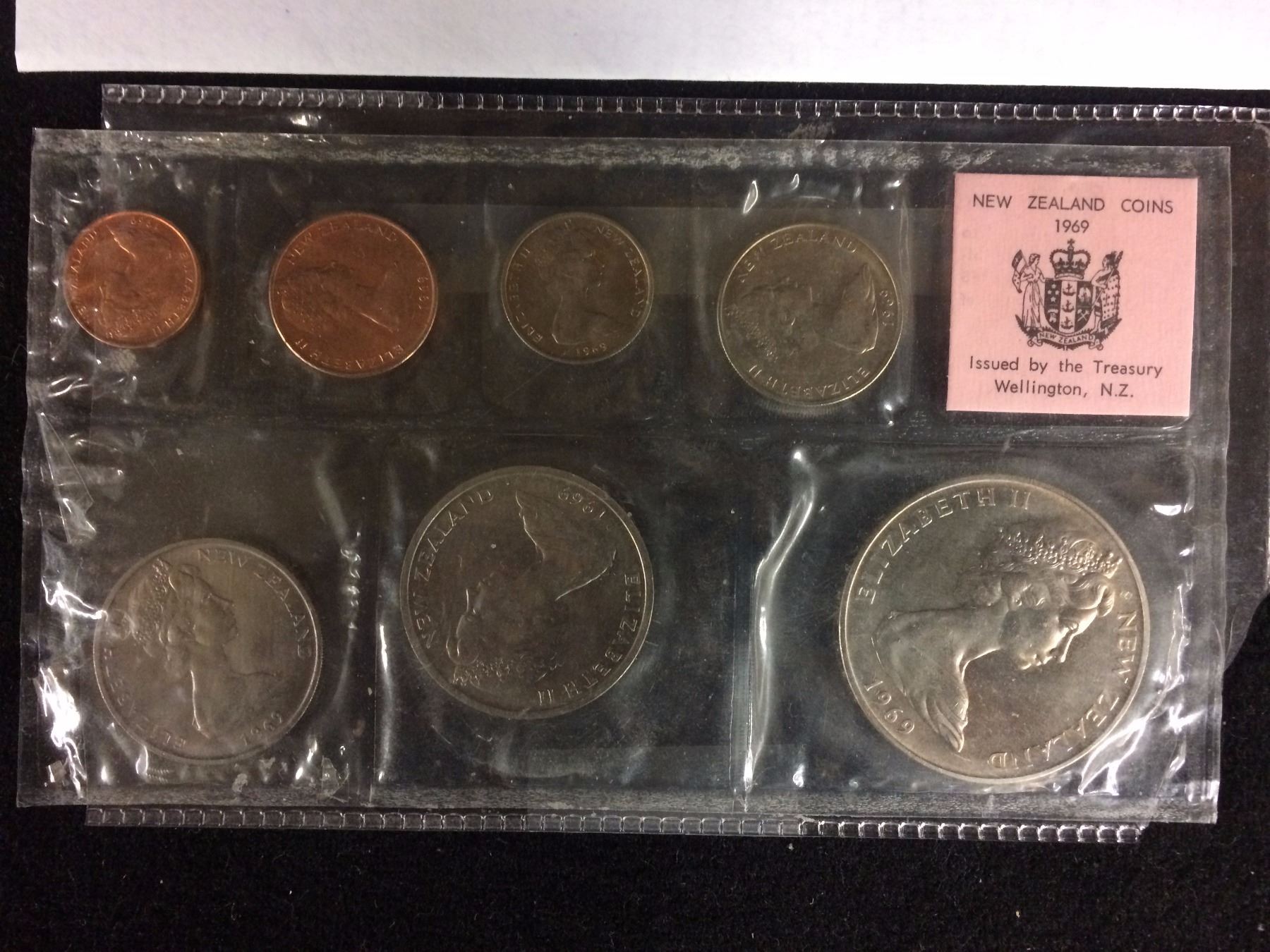 NEW ZEALAND 1969 COIN SET (7 COINS) COOK'S (RE)DISCOVERY 1769-1969