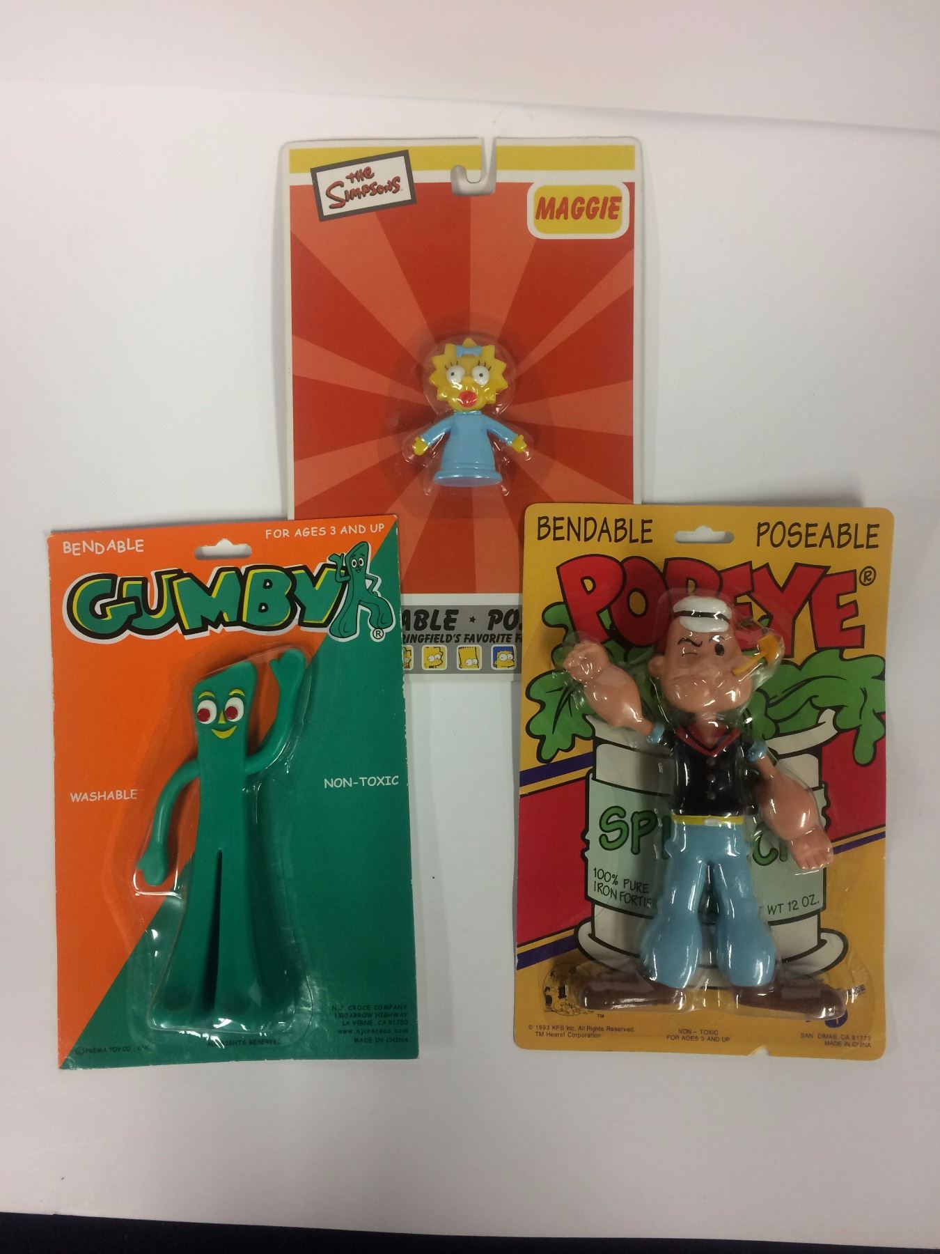 Vintage Bendable Poseable Action Figure LOT (GUMBY, POPEYE, MAGGIE)