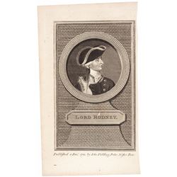 1785 Engraved Portrait British Admiral Lord Rodney