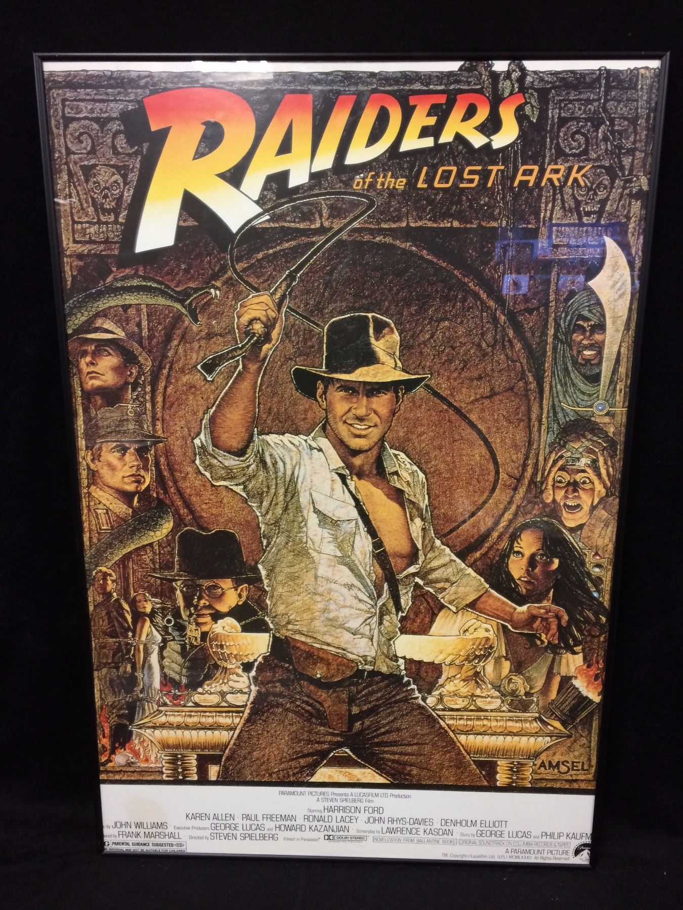 Original movie poster Indiana Jones framed