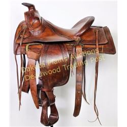 Hamley saddle with letter indicating saddle was made in 1952, No. 598 ...