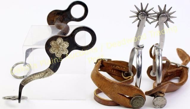 Collection of 2 includes Crockett bit with engraved silver and pair ...