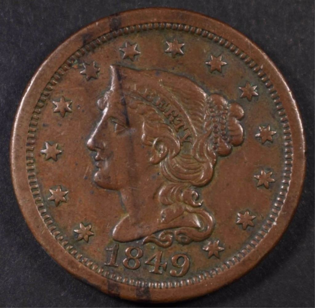 1849 LARGE CENT, XF BETTER DATE
