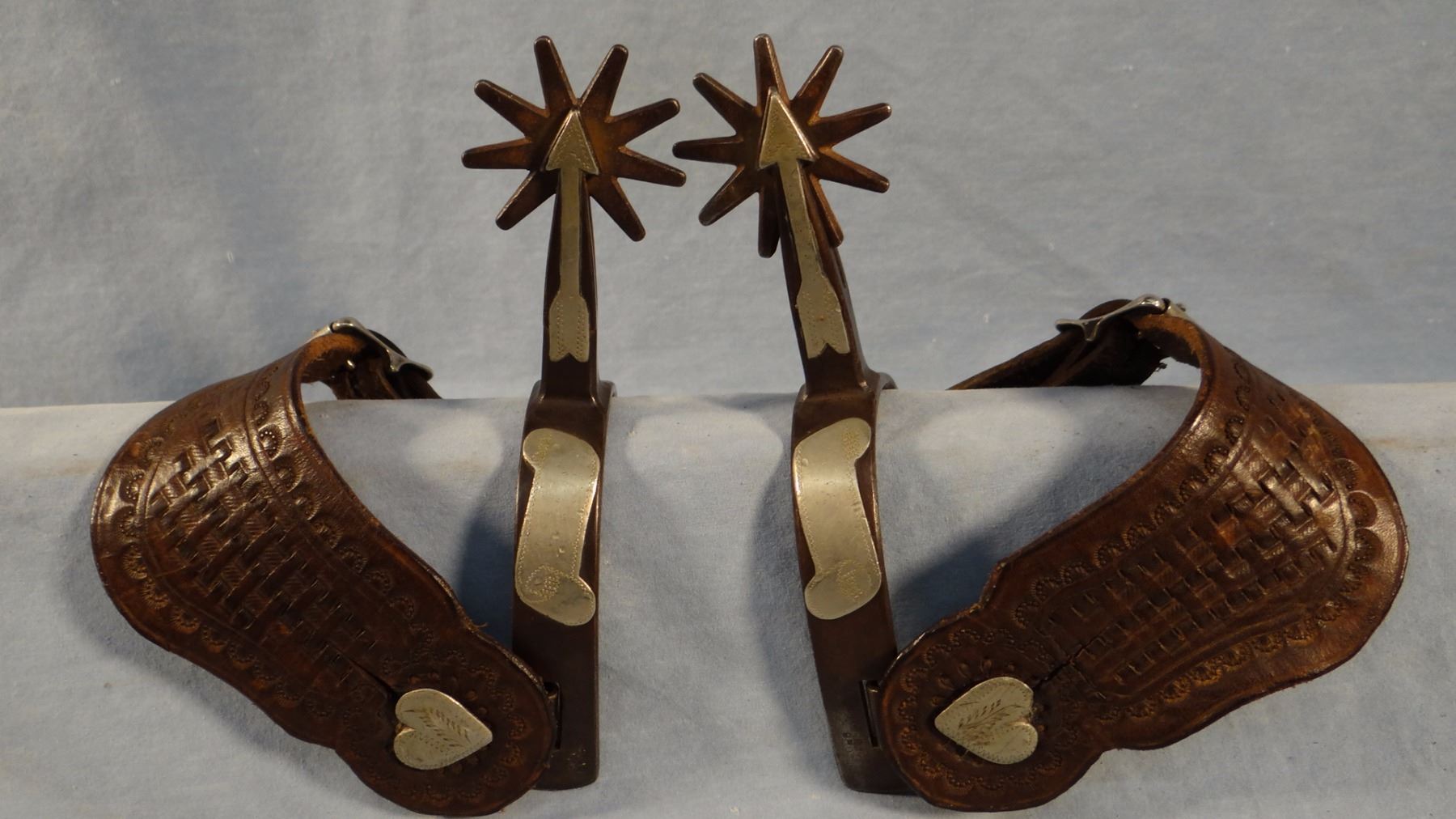 Kelly Bros arrow shank spurs, 9 pt. rowels, ca. 1920's