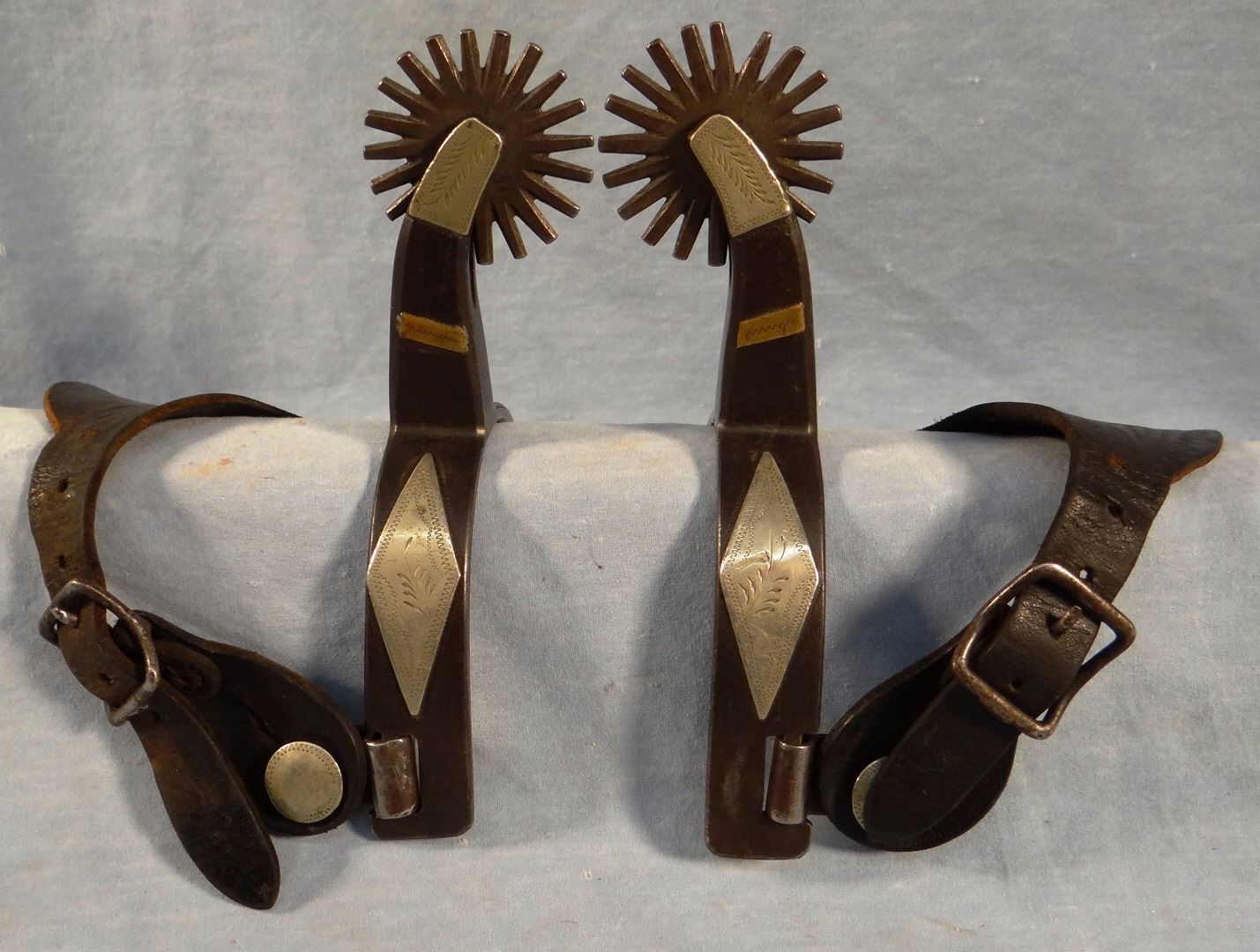 Kelly Bros spurs, 4 heart pattern, ca. 1910 - 1920, flat marked, double ...