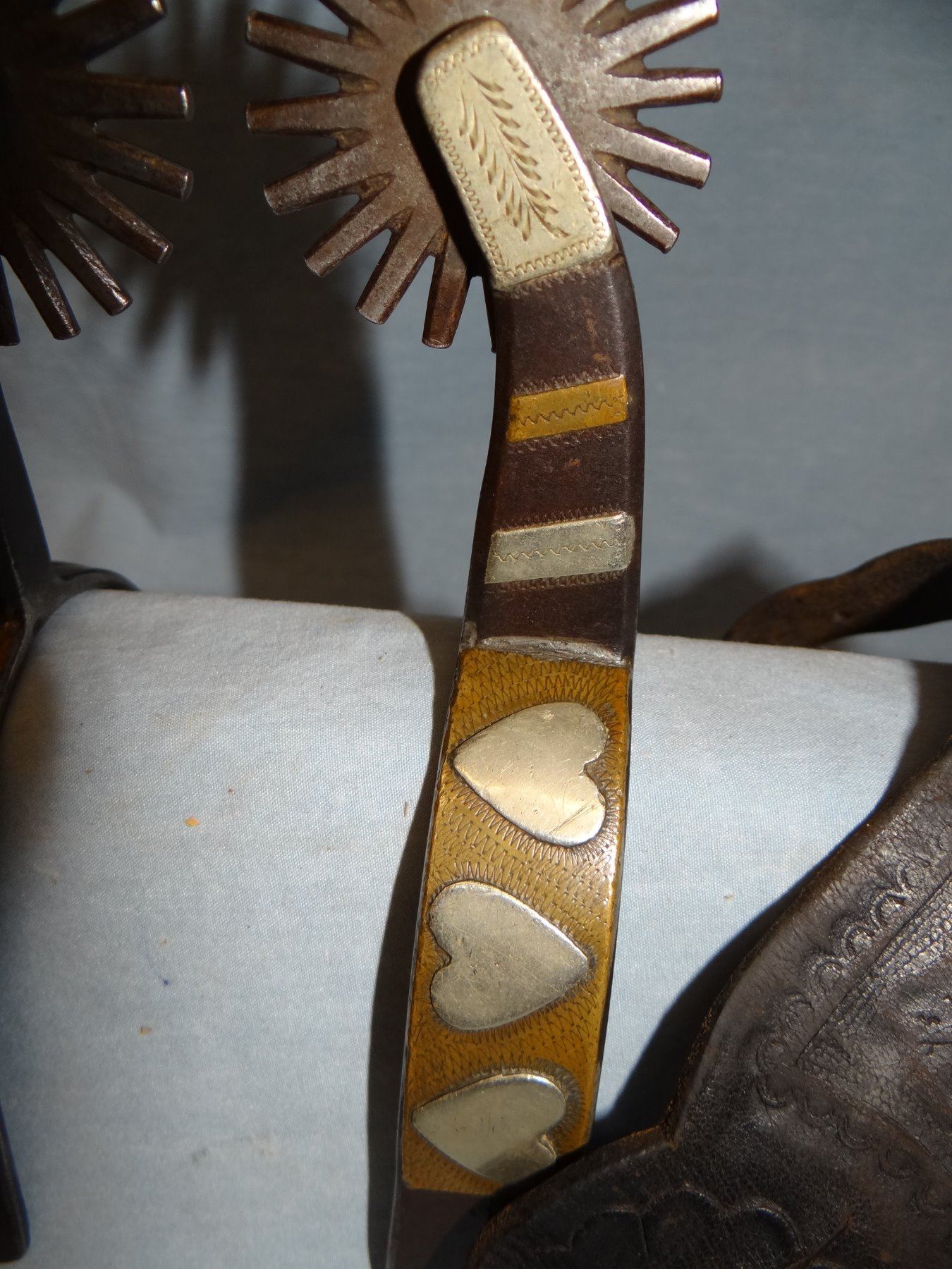 Kelly Bros spurs, 4 heart pattern, ca. 1910 - 1920, flat marked, double ...