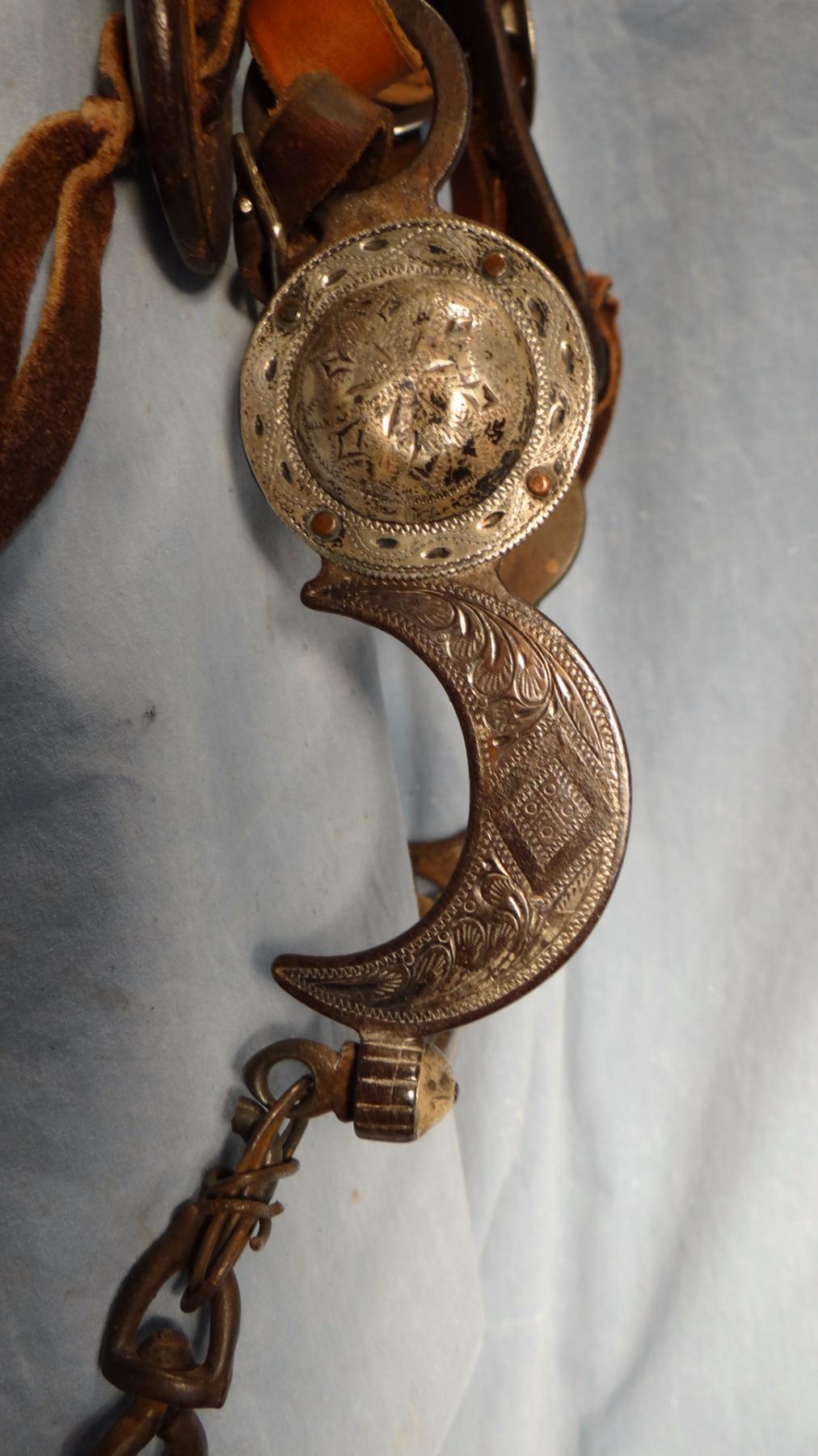 Early 20th Century silver inlaid half moon bit, attributed to Guitterez ...