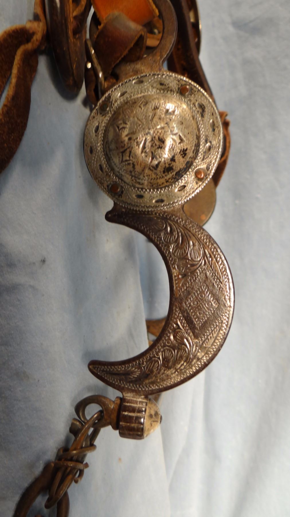 Early 20th Century silver inlaid half moon bit, attributed to Guitterez ...