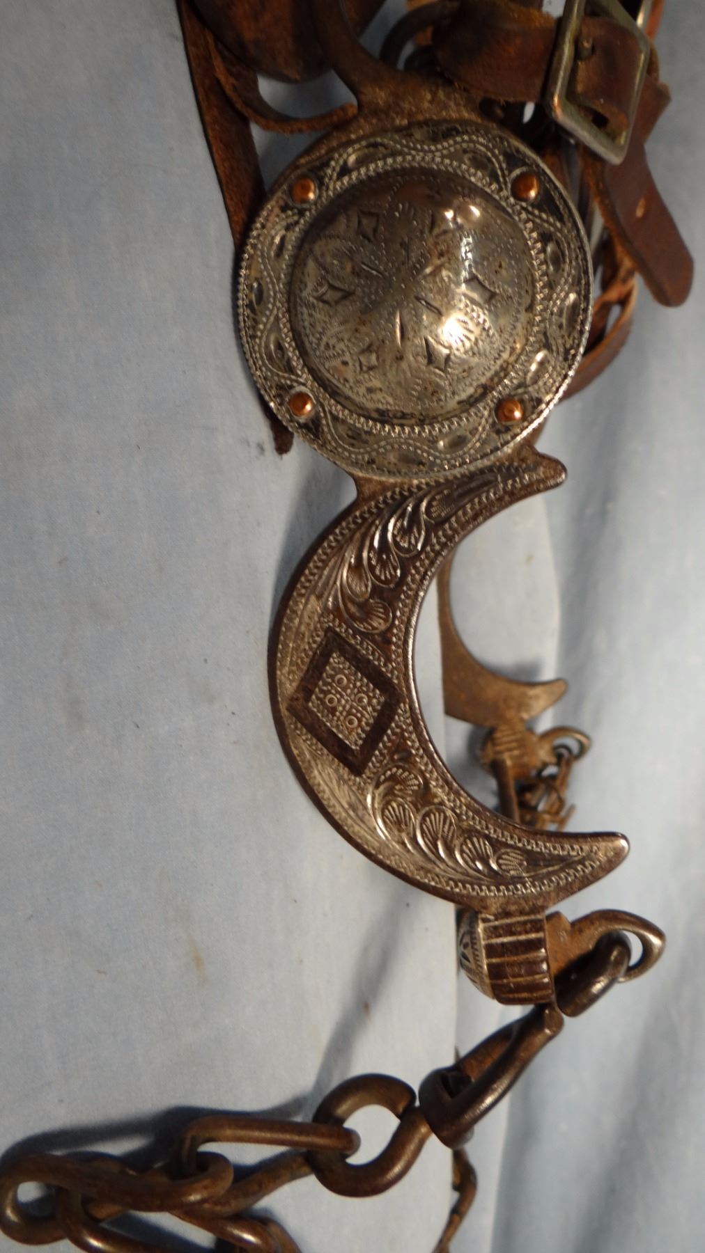 Early 20th Century silver inlaid half moon bit, attributed to Guitterez ...