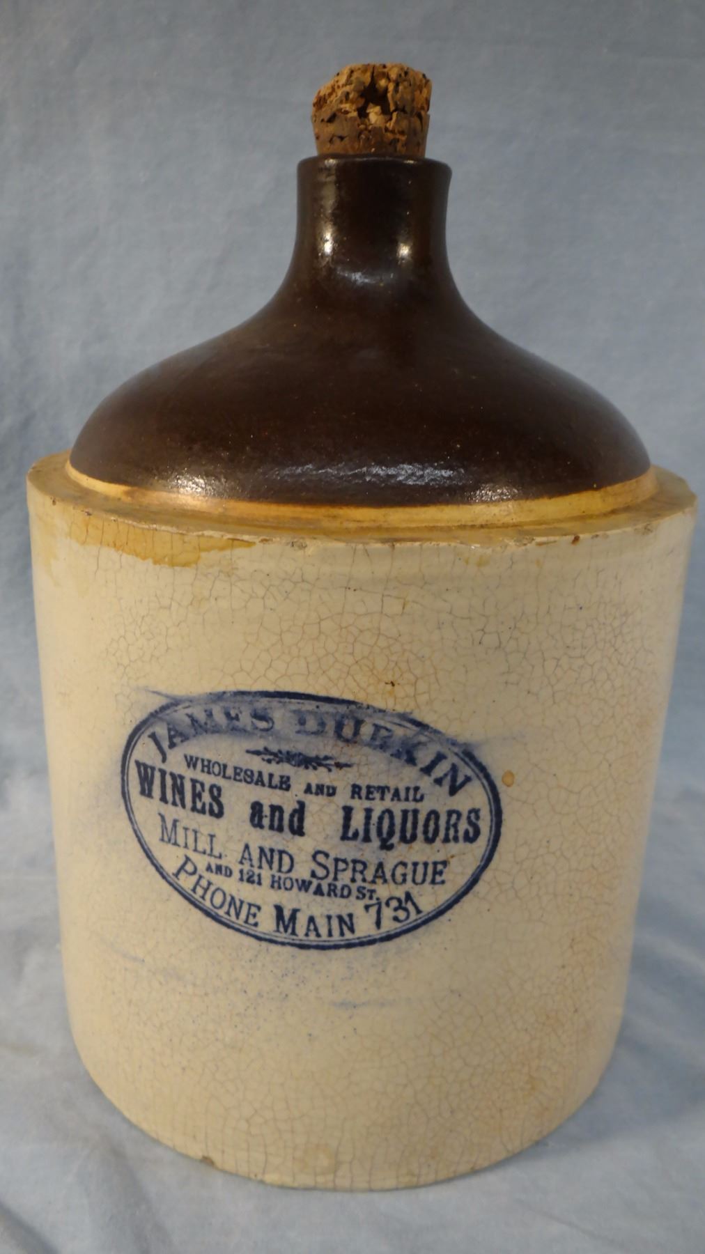 James Durin 1 gal. ,Mill & Spraque, WA, crock whiskey jug, Spokane ...