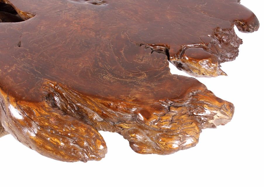 Live Edge Juniper Burl Slab & Antler Coffee Table