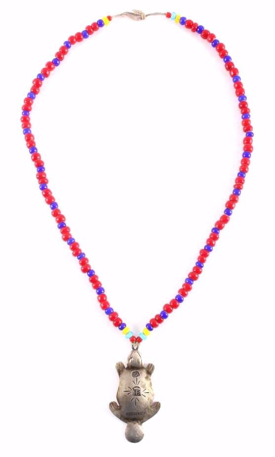 HB Silver Beaver Effigy Trade Bead Necklace