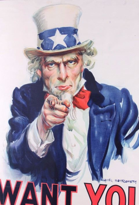 Original WWI 1917 Uncle Sam Recruiting Poster