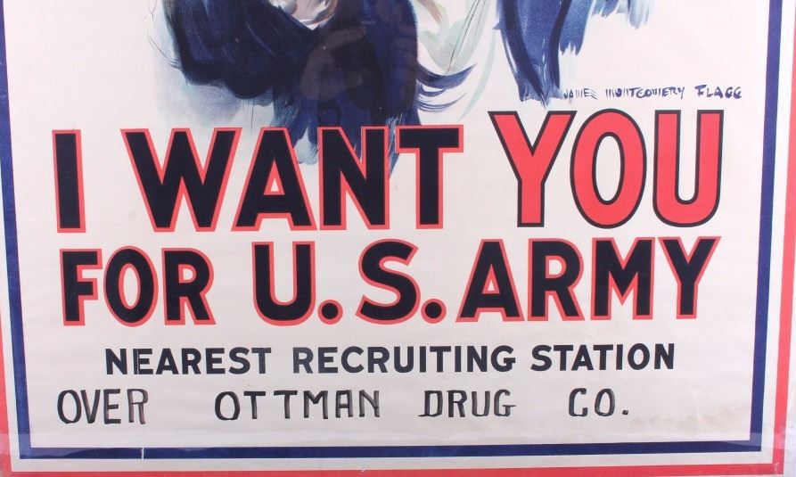 Original WWI 1917 Uncle Sam Recruiting Poster