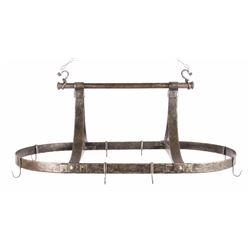 Antique Forged Iron Hanging Pot Rack