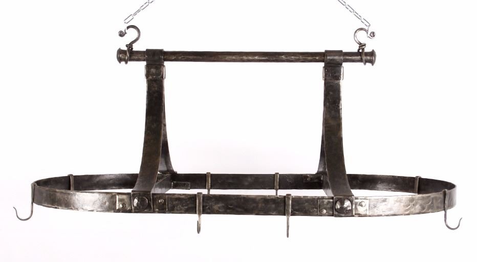 Antique Forged Iron Hanging Pot Rack