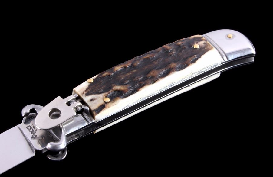 Italian Stag Horn Switchblade Shell Puller Knife
