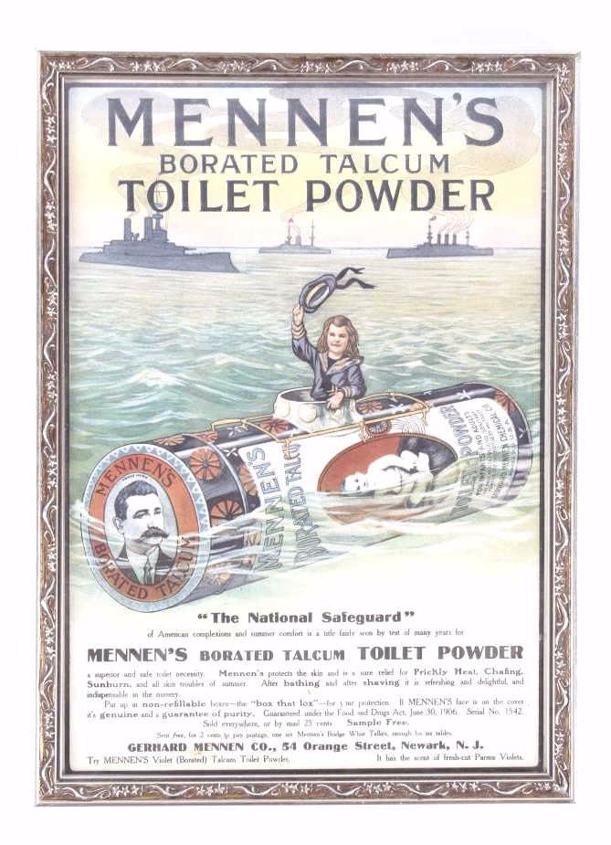 Mennens Borated Talcum Toilet Powder Poster AD