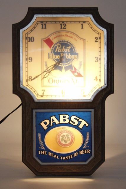 Pabst Blue Ribbon 1960 Era Light Up Pendulum Clock