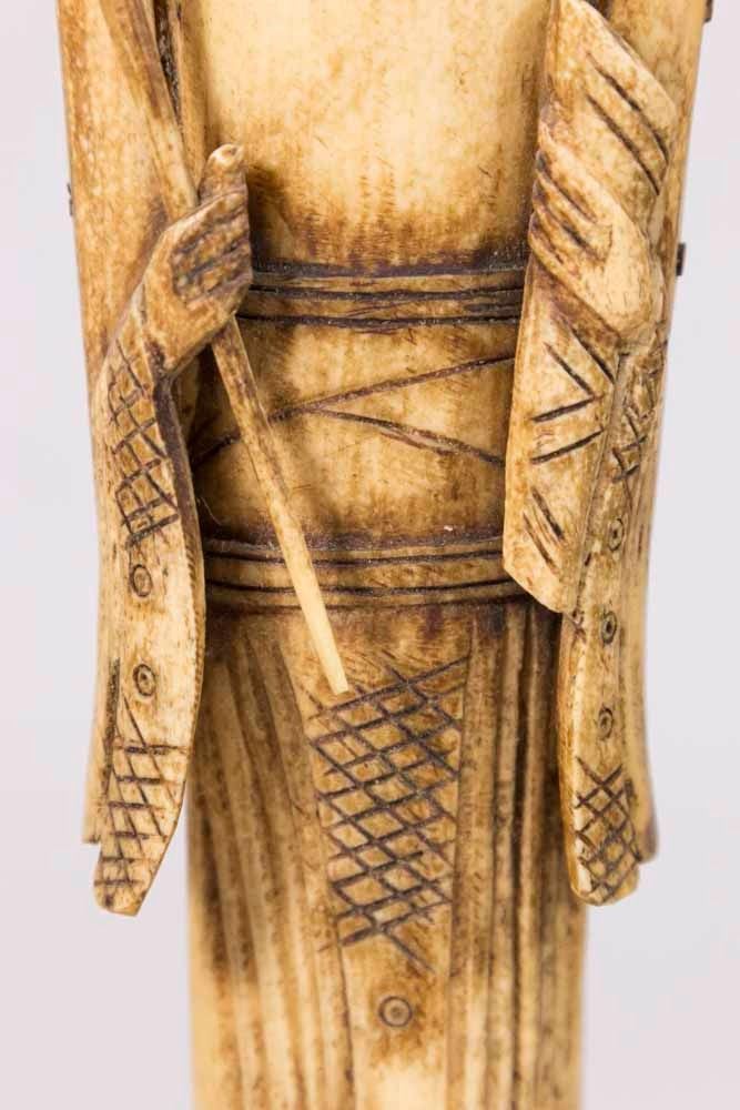 Pair Carved Bone Chinese Figures, King & Queen