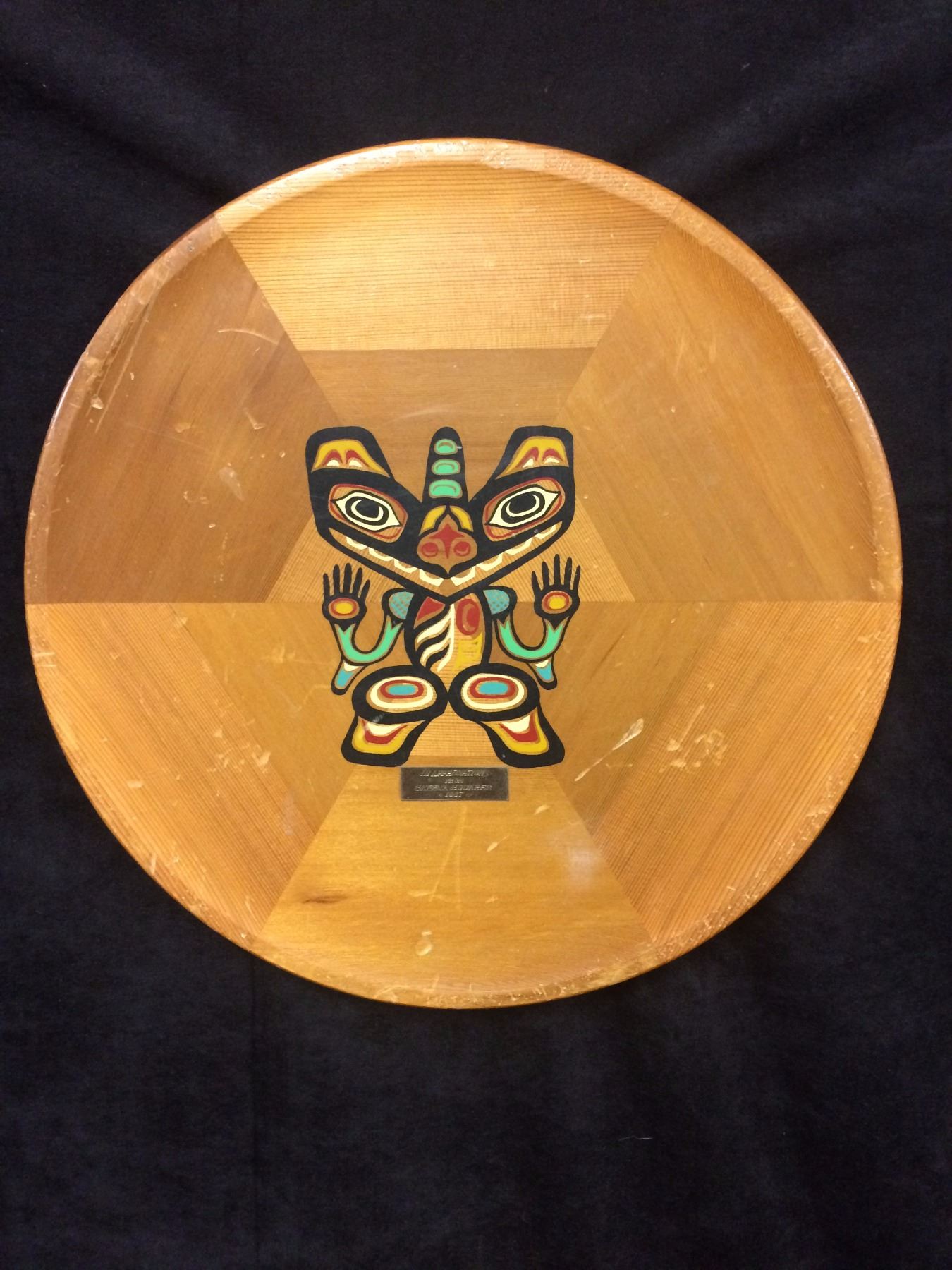 NATIVE HAND PAINTED WOODEN TRAY