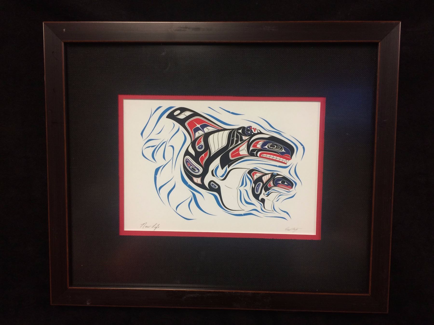 FRAMED NATIVE ART PRINT SIGNED BY RICHARD SHORTY