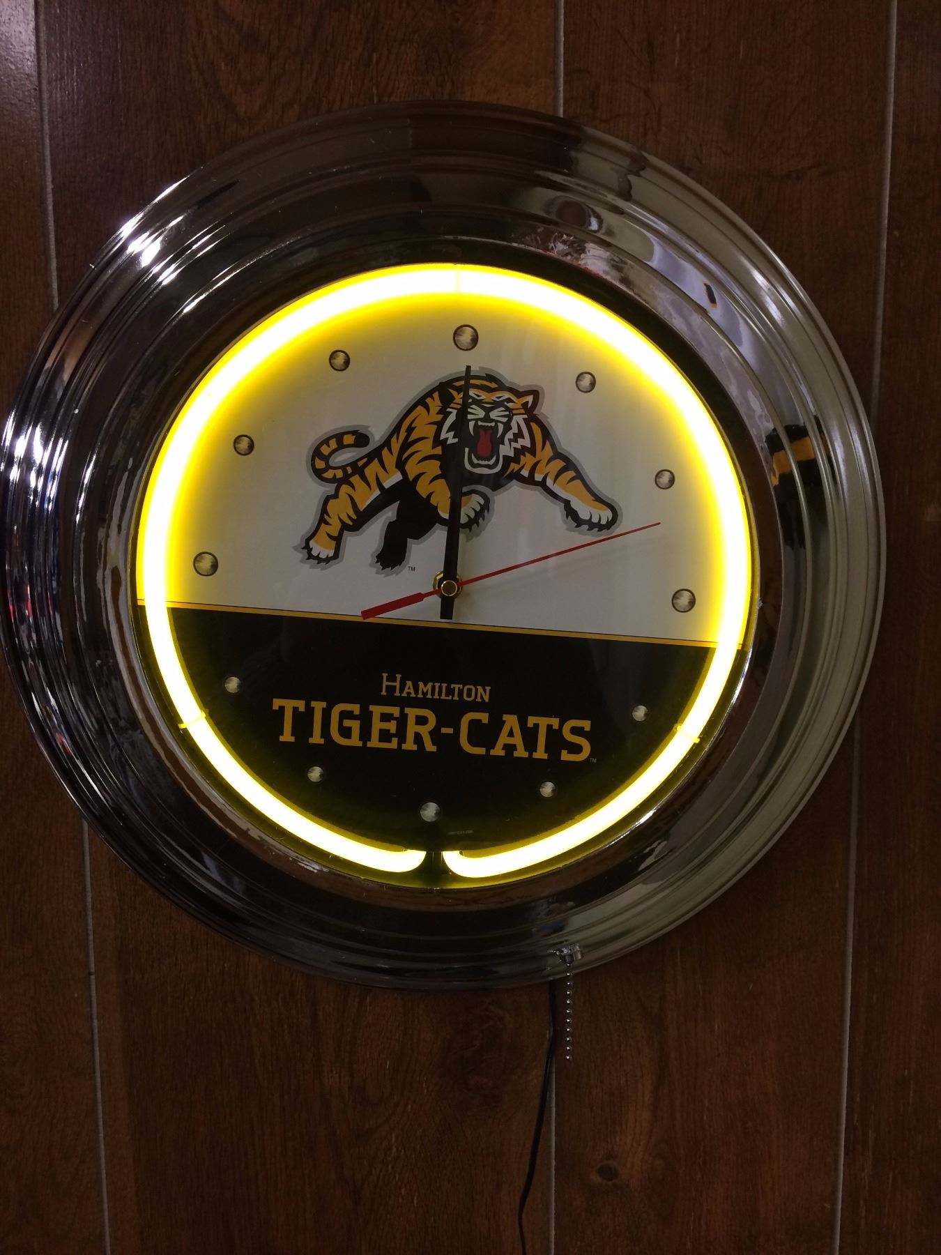 HAMILTON TIGER CATS NEON WALL CLOCK