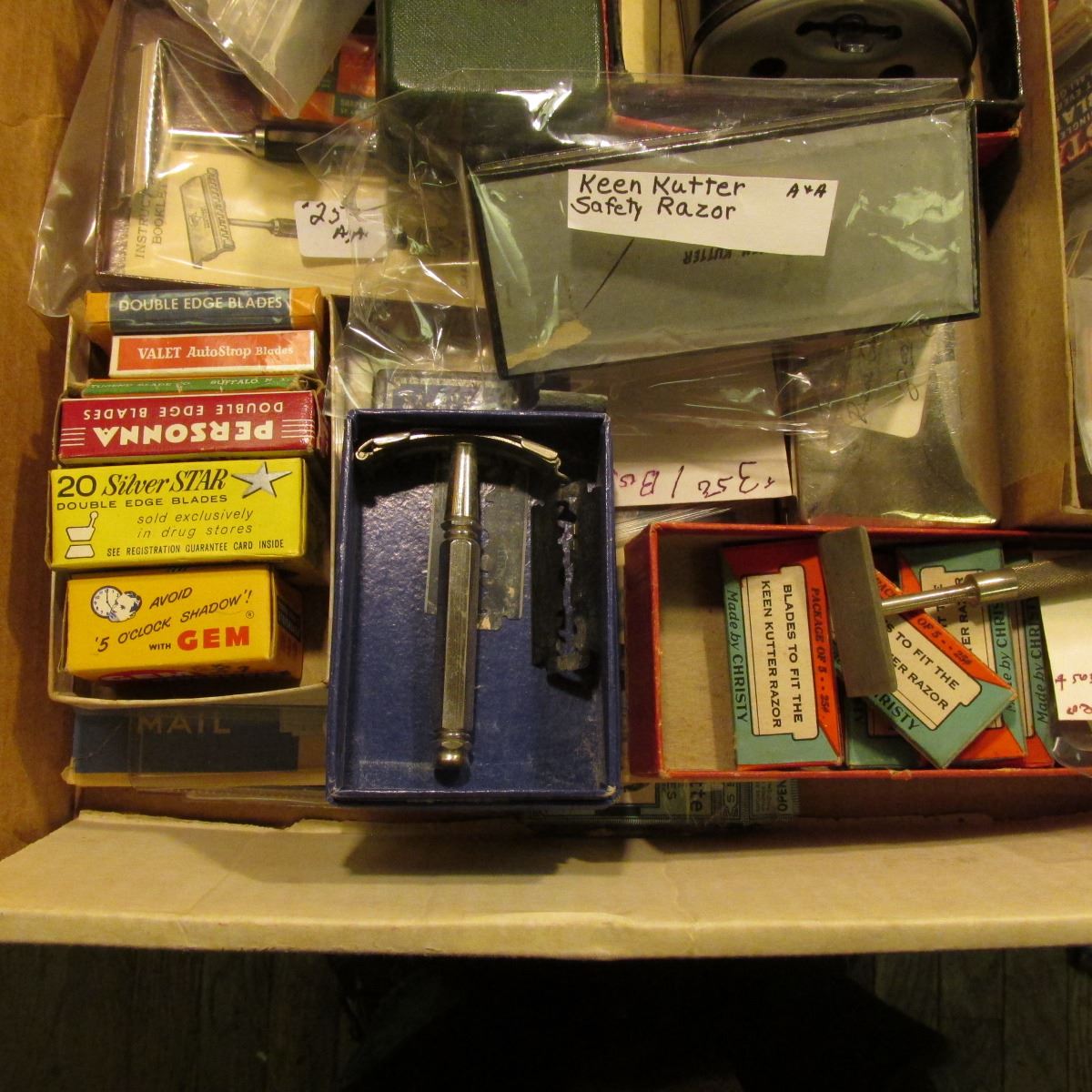 Collection of Razors, Razor Blades, accessories, and sharpener