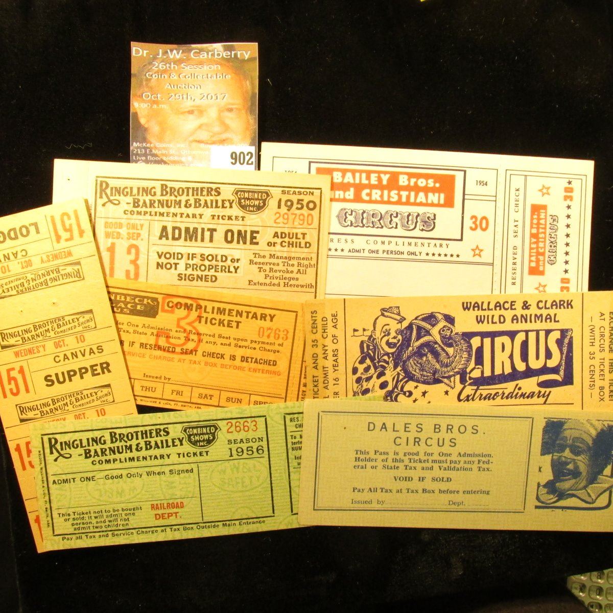 (7) different old Circus Tickets, Ringling Brothers, Barnum & Bailey ...