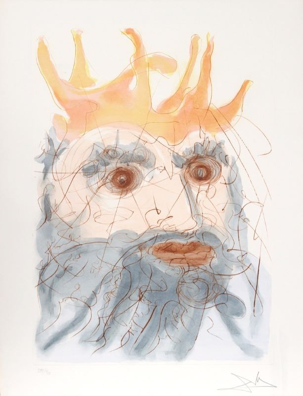 Salvador Dali, King Saul from our Historical Heritage, Etching and Pochoir