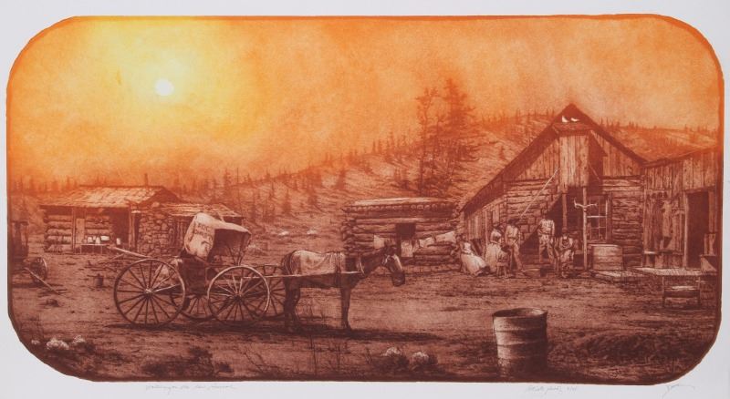 Roy Purcell, Waiting for the New Arrival, Etching