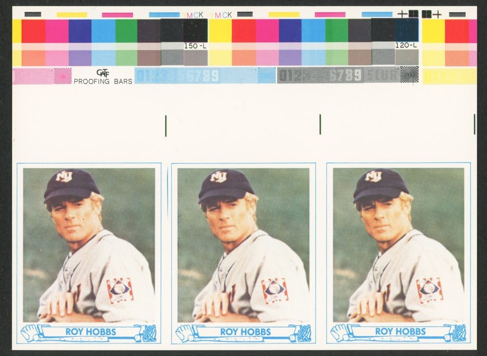 Robert Redford "Roy Hobbs" Un-Cut Baseball Card Sheet Film Prop Replica