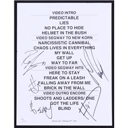 Korn 8.5x11 Setlist Band-Signed by (5) with Ray Luzier, Fieldy Arvizu ...