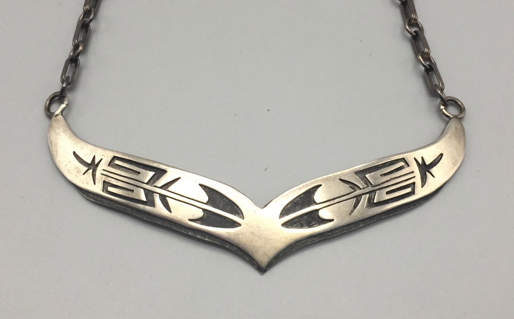 Hopi Sterling Silver Overlay Necklace
