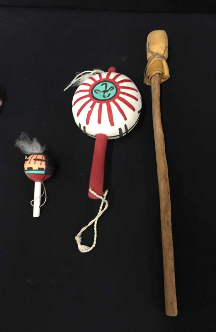 Group Of Misc. Hopi Rattles, Rabbit Stick, Etc.